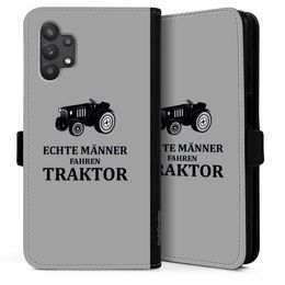 DeinDesign Galaxy A32 5G Handy Klapph&uuml;lle Handyh&uuml;lle aus Kunst Leder schwarz Flip Case Funny Tractor Farmer Sideflip mit langer Lasche