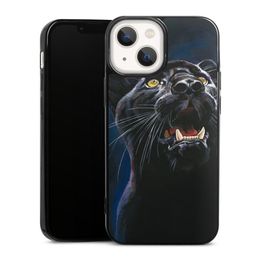 DeinDesign iPhone 13 Mini Handy Slim Case extra d&uuml;nn Silikon Handyh&uuml;lle schwarz H&uuml;lle Panther Animals Jungle Silikon Slim Case