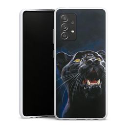 DeinDesign Galaxy A52s 5G Handy Silikon H&uuml;lle Case wei&szlig; Handyh&uuml;lle Panther Animals Jungle Silikon Case