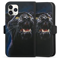 DeinDesign iPhone 11 Pro Handy Klapph&uuml;lle Handyh&uuml;lle aus Kunst Leder schwarz Flip Case Panther Animals Jungle Sideflip mit Lasche