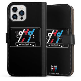 DeinDesign iPhone 13 Pro Max Handy Klapph&uuml;lle Handyh&uuml;lle aus Kunst Leder schwarz Flip Case Official Licensed Product Die Drei ??? Cassette Sideflip mit langer 