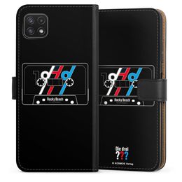 DeinDesign Galaxy A22 5G Handy Klapph&uuml;lle Handyh&uuml;lle aus Kunst Leder schwarz Flip Case Official Licensed Product Die Drei ??? Cassette Sideflip mit langer Lasche