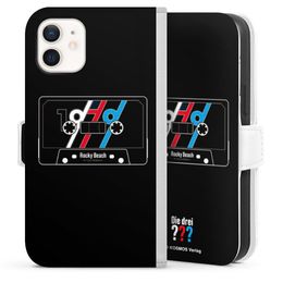 DeinDesign iPhone 12 mini Handy Klapph&uuml;lle Handyh&uuml;lle aus Kunst Leder wei&szlig; Flip Case Official Licensed Product Die Drei ??? Cassette Sideflip mit Lasche