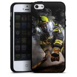 DeinDesign iPhone SE (2016-2019) Handy Silikon H&uuml;lle Case schwarz Handyh&uuml;lle Fire Fighter Fire Fighters Fire