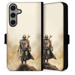 DeinDesign Galaxy S25+ Handy Klapph&uuml;lle Handyh&uuml;lle aus Kunst Leder schwarz Flip Case Official Licensed Product The Mandalorian Star Wars Sideflip mit Lasche