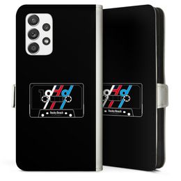 DeinDesign Galaxy A52s 5G Handy Klapph&uuml;lle Handyh&uuml;lle aus Kunst Leder wei&szlig; Flip Case Official Licensed Product Die Drei ??? Cassette Sideflip mit Lasche
