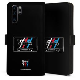 DeinDesign Huawei P30 Pro Handy Klapph&uuml;lle Handyh&uuml;lle aus Kunst Leder schwarz Flip Case Official Licensed Product Die Drei ??? Cassette Sideflip mit langer 