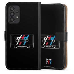 DeinDesign Galaxy A33 5G Handy Klapph&uuml;lle Handyh&uuml;lle aus Kunst Leder schwarz Flip Case Official Licensed Product Die Drei ??? Cassette Sideflip mit langer Lasche