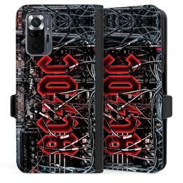 DeinDesign Xiaomi Redmi Note 10 Pro Handy Klapph&uuml;lle Handyh&uuml;lle aus Kunst Leder schwarz Flip Case Merchandise Acdc Official Licensed Product Sideflip mit langer 