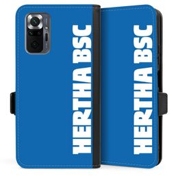 DeinDesign Xiaomi Redmi Note 10 Pro Handy Klapph&uuml;lle Handyh&uuml;lle aus Kunst Leder schwarz Flip Case Blue Hertha Bsc Soccer Sideflip mit langer Lasche