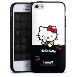 DeinDesign iPhone SE (2016-2019) Handy Silikon H&uuml;lle Case schwarz Handyh&uuml;lle Official Licensed Product Hello Kitty Cherry