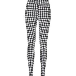 Leggings Urban Classics "Urban Classics Damen Ladies Soft AOP Leggings", Damen, Gr. L, US-Gr&ouml;&szlig;en, schwarzhoundstooth, 85% Polyester, 15% Elasthan, skinny fit, Hosen Leggings