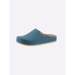 Hausschuh MUBB, Damen, Gr. 37, bunt (aquapetrol), Wolle, Schuhe Hausschuh