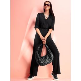 Jumpsuit Heine, Damen, Gr. 38, Normalgr&ouml;&szlig;en, schwarz, 95% Polyester, 5% Elasthan, unifarben, lang, Overalls Jumpsuit