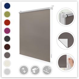 Seitenzugrollo LICHTBLICK ORIGINAL "Klemmfix Hitzeschutz" Gr. 9, grau (taupe, taupe), B:40cm H:150cm, Polyester, Rollos, Seitenzugrollo, mit Thermobeschichtung