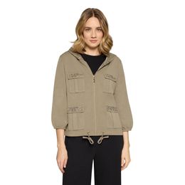 Sweatjacke Betty Barclay "Damen mit Kapuze", Damen, Gr. 38, soft olive, Sweatware, Obermaterial: 52% Polyester, 41% Modal, 7% Elasthan, l&auml;ssig geschnitten normal, Sweatjacken Sweatjacke