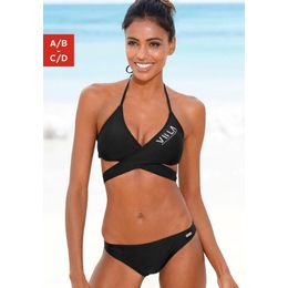 Triangel-Bikini Venice Beach, Damen, Gr. 34, Cup C/D, schwarz, Polyamid, unifarben, Bikini-Sets Triangel-Bikini, mit Top zum Wickeln