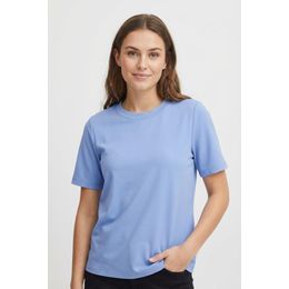 Kurzarmshirt Pieces "PCRIA SS LUREX NECK TEE JRS NOOS BC", Damen, Gr. S, hydrangea detail:lurex rib, Jersey, Obermaterial: 100% Baumwolle, unifarben, regular fit normal, Rundhals, Shirts, mit Glitzerdetail