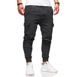 Sweathose behype "Combat", Herren, Gr. S, EURO-Gr&ouml;&szlig;en, grau (dunkelgrau), 65% Baumwolle, 35% Polyester, Hosen Sweathose, mit modernen Cargo-Taschen