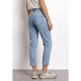 Street One Damen Slim-fit-Jeansbleached destroy washed, Gr. 33, unifarben, Jeans, 89% Baumwolle, 8% Polyester, 3% Elasthan, Jeans, Middle Waist