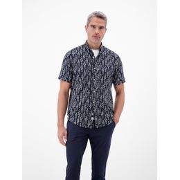Kurzarmhemd Lerros "Kurzarmhemd mit marinem All-over-Print", Herren, Gr. L, Normalgr&ouml;&szlig;en, blau (classic navy), 99% Baumwolle, 1% Elasthan, Hemden