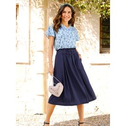Schlupfbluse Classic Basics, Damen, Gr. 38, eisblau, marine, bedruckt, 100% Polyester, gebl&uuml;mt, gemustert, mehrfarbig, V-Ausschnitt, Blusen Schlupfbluse