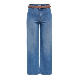 High-waist-Jeans Only "ONLMADISON HW WIDE BELT DNM TAI635", Damen, Gr. XS (34), L&auml;nge 32, medium blau denim, Denim/Jeans, Obermaterial: 99% Baumwolle, 1% Elasthan, unifarben, lang, Jeans High-Waist-Jeans, Baumwollmischung