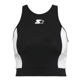 Sport-BH STARTER Black Label "Starter Black Label Damen Ladies Starter Sports Cropped Top", Damen, Gr. L, Cup 0, schwarz, wei&szlig;, 80% Polyamid, 20% Elasthan, BHs Sport-BH