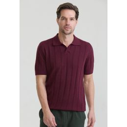 Poloshirt FELIX HARDY "Strick-Polo Shirt Kurzarm", Herren, Gr. L, rot (bordeaux), 100% Baumwolle, Shirts