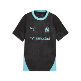 Trainingsshirt Puma "Olympique de Marseille Trainingstrikot Jugendliche", Kinder, Gr. 140, schwarz (schwarz team aqua blau), Obermaterial: 100% Polyester, regular fit, Rundhals, Shirts