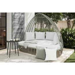 Ambia Garden Sonneninsel, Hellgrau, Dunkelgrau, Metall, Kunststoff, Textil, F&uuml;llung: Schaumstoff, 198x168x168 cm, Loungem&ouml;bel, Sonneninseln