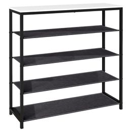 Mid.you Schuhregal Taliro, Schwarz, Wei&szlig;, Metall, Holzwerkstoff, 4 F&auml;cher, 90x87x30 cm, stehend, Garderobe, Schuhaufbewahrung, Schuhregale