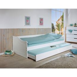 Mid.you Ausziehbett, Wei&szlig;, Holz, Kiefer, massiv, H&ouml;he ca. 12 cm, 90x200 cm, Kinder- & Jugendzimmer, Kinderm&ouml;bel, Kinderbetten, Ausziehbetten