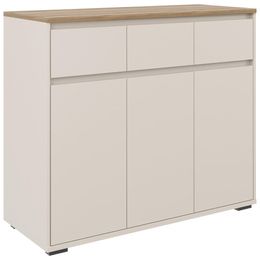 CARRYHOME Kommode, Eiche, Kaschmir, Kunststoff, 2 F&auml;cher, 3 Schublade(n) Schubladen, 120.1x102.8x48 cm, Beim&ouml;bel erh&auml;ltlich, stehend, Wohnzimmer, Kommoden & Sideboards, Kommoden