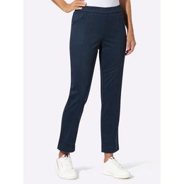 Schlupfjeans Casual Looks, Damen, Gr. 46, Normalgr&ouml;&szlig;en, dunkelblau, 97% Baumwolle, 3% Elasthan, unifarben, lang, Jeans Schlupfjeans