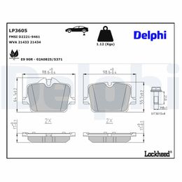 DELPHI Bremsbelagsatz, Scheibenbremse lp3605 f&uuml;r BMW (BRILLIANCE) TOYOTA