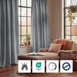 Neutex for you! Vorhang NEUTEX FOR YOU "SALITOS-NXFR", hellgrau, B:200cm H:145cm, Obermaterial: 100% Polyester, Gardinen, Schwer entflammbar gem&auml;&szlig; DIN 4102 Teil 1, Baustoffklasse B1