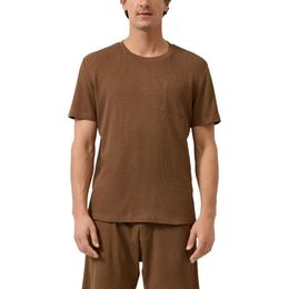 Rundhalsshirt s.Oliver, Jungen, Gr. XXL, braun, Single Jersey, Obermaterial: 60% Baumwolle, 40% Polyester, unifarben, normal h&uuml;ftbedeckend, Rundhals, Shirts Rundhalsshirt, Kurzarmshirt mit Brusttasche und Leinen