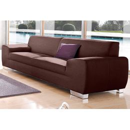 2,5-Sitzer DOMO collection "Ricardo kubisch, modern und elegant, Breite 224cm", braun, B:224cm H:81cm T:95cm, PRIMABELLE- Microfaser (100% Polyester);Strukturstoff (90% Polyester, 10% Polyacryl), Sofas, frei im Raum stellbar