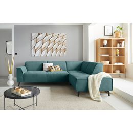 Ecksofa DOMO collection "Amora, bequem und zeitlos, L-Form", blau (petrol), B:263cm H:81cm T:191cm, Sofas, Ecksofa, mit Federkern, Fu&szlig;h&ouml;he passend f&uuml;r g&auml;ngige Saugroboter