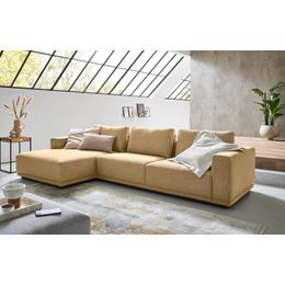 Ecksofa Musterring "JustB PM200, mit Holzrahmen in schwarz", curcuma, B:316cm H:78cm T:166cm, 94% Polyester, 6% Nylon, Sofas, Ecksofa, Anreihsofa rechts & Longchair links, mit Armlehnen, inkl. R&uuml;ckenkissen