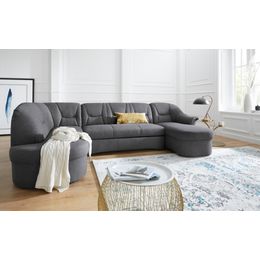Wohnlandschaft DOMO collection "SARAFINA 295x83x180 cm, auch mit Federkern f&uuml;r mehr Sitzkomfort", grau, B:295cm H:83cm T:180cm, Luxus-Microfaser (92% Polyester, 8% Nylon);Microfaser PRIMABELLE (100% Polyester);Microfaser PRIMABELLE (100% Polyester) / Struktur (90% Polyester; 10% Polyacryl), Sofas, Wohnlandschaft, whlw. mit Bettfunktion, elegantes Design, U-Form