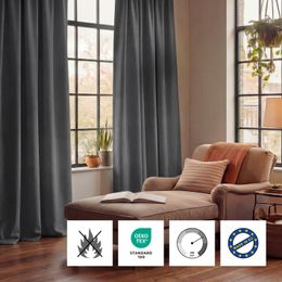 Neutex for you! Vorhang NEUTEX FOR YOU "SALITOS-NXFR", dunkelgrau, B:140cm H:260cm, Obermaterial: 100% Polyester, Gardinen, Schwer entflammbar gem&auml;&szlig; DIN 4102 Teil 1, Baustoffklasse B1