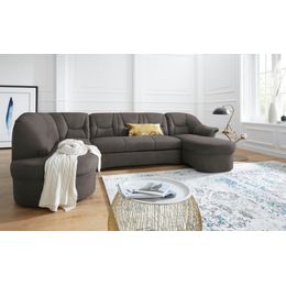 Wohnlandschaft DOMO collection "SARAFINA 295x83x180 cm, auch mit Federkern f&uuml;r mehr Sitzkomfort", grau (stone), B:295cm H:83cm T:180cm, Luxus-Microfaser (92% Polyester, 8% Nylon);Microfaser PRIMABELLE (100% Polyester);Microfaser PRIMABELLE (100% Polyester) / Struktur (90% Polyester; 10% Polyacryl), Sofas, Wohnlandschaft, whlw. mit Bettfunktion, elegantes Design, U-Form