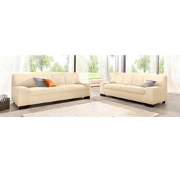 Polstergarnitur DOMO collection "Norma kubisch und zeitlos", beige (creme), H:74cm, Sitzm&ouml;bel-Sets, bestehend aus je einem 2- und 3-Sitzer