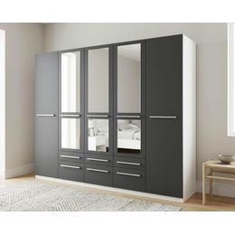 Kleiderschrank Priess "Schrank Garderobe W&auml;scheschrank Barcelona in 5 Breiten", schwarz (schwarz, wei&szlig;), B:230cm H:193cm T:54cm, Holzwerkstoff, Schr&auml;nke, Kleiderschrank, viel Stauraum, ger&auml;umige Schubk&auml;sten, mit Spiegel, MADE IN GERMANY