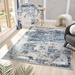 Teppich OTTO HOME "Hamsa, Designer-Teppich", blau, B:320cm H:9mm L:450cm, Kunstfaser, Teppiche, Teppich, dezenter Glanz, Schrumpf-Garn-Effekt, im Vintage-Look, dichte Qualit&auml;t