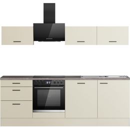 K&uuml;chenzeile KOCHSTATION "KS-Sion Breite 240 cm", k&uuml;che: natur, korpus: kaschmirfarben, arbeitsplatte: iron flow, B:240cm H:186cm T:60cm, Komplettk&uuml;chen-Sets, K&uuml;chenzeile, schnelle Montage OPTIsnap, wahlw. m.HANSEATIC-E-Ger&auml;ten u.Stand Alone