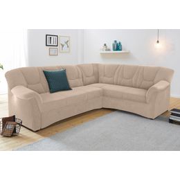 Ecksofa DOMO collection "SARAFINA 240x190 cm, auch mit Federkern f&uuml;r mehr Sitzkomfort", beige (natur), B:240cm H:83cm T:190cm, Microfaser PRIMABELLE (100% Polyester) / Struktur (90% Polyester; 10% Polyacryl);Luxus-Microfaser (92% Polyester, 8% Nylon);Microfaser PRIMABELLE (100% Polyester), Sofas, Ecksofa, whlw. mit Bettfunktion, elegantes Design, L-Form