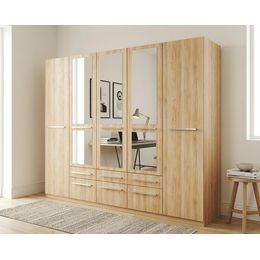 Kleiderschrank Priess "Schrank Garderobe W&auml;scheschrank Barcelona in 5 Breiten", braun (eichefarben artisan), B:230cm H:193cm T:54cm, Holzwerkstoff, Schr&auml;nke, Kleiderschrank, viel Stauraum, ger&auml;umige Schubk&auml;sten, mit Spiegel, MADE IN GERMANY